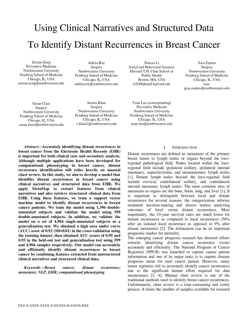 Using Clinical Narratives and Structured Data to Identify Distant ...