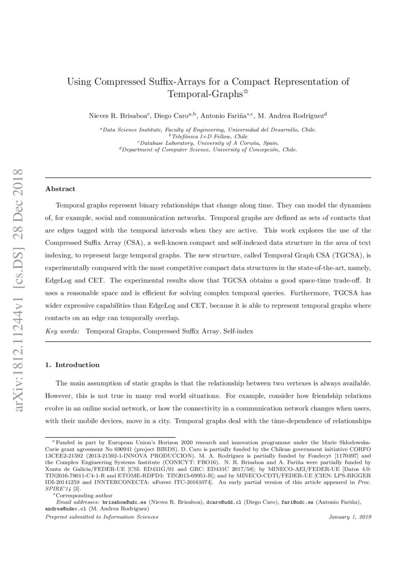 Using Compressed Suffix Arrays For A Compact Representation Of Temporal Graphs Deepai