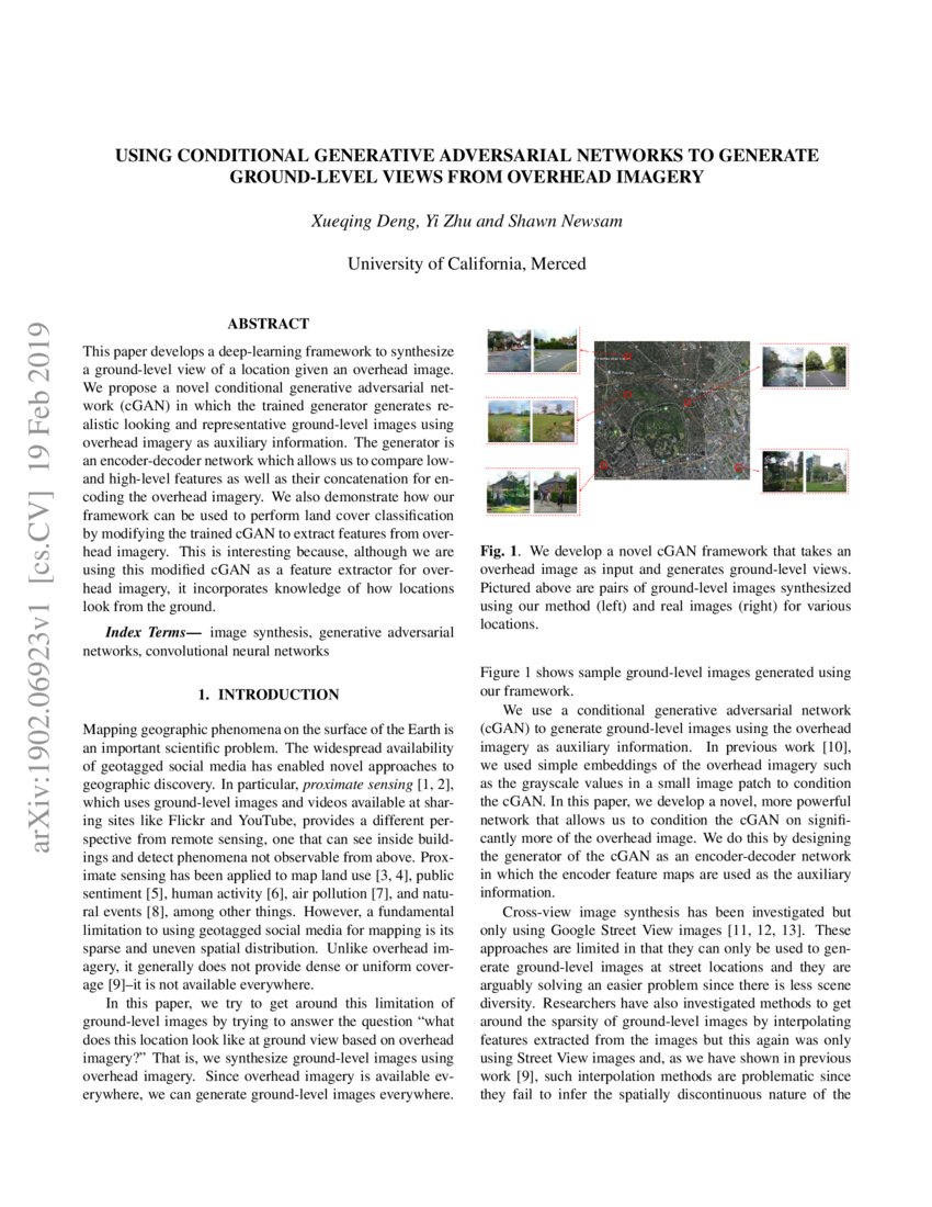 Using Conditional Generative Adversarial Networks to Generate Ground-Level Views From Overhead ...