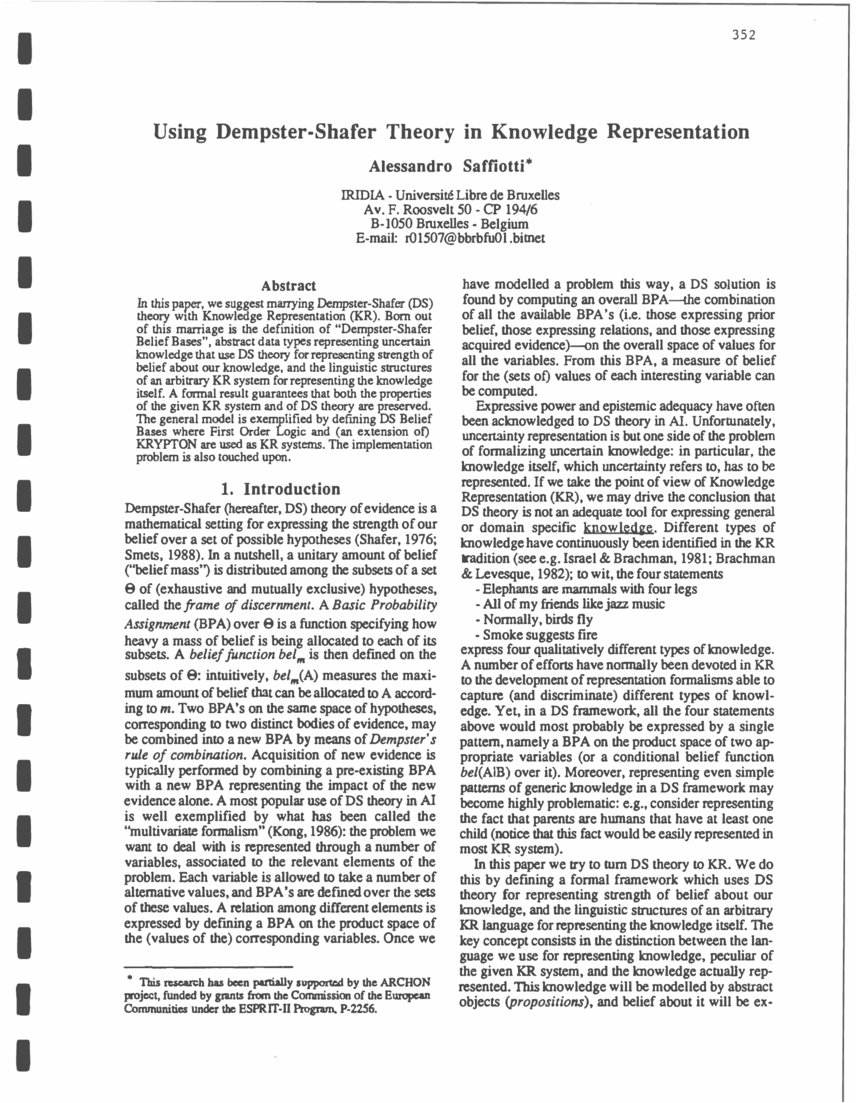 Using Dempster-Shafer Theory in Knowledge Representation | DeepAI Using Dempster-Shafer Theory in Knowledge Representation | DeepAI