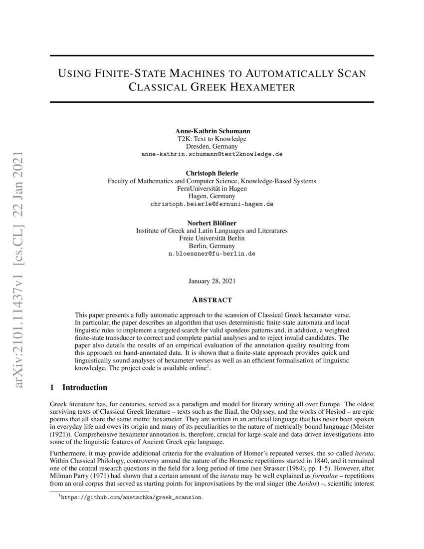 Using Finite-State Machines to Automatically Scan Classical Greek ...