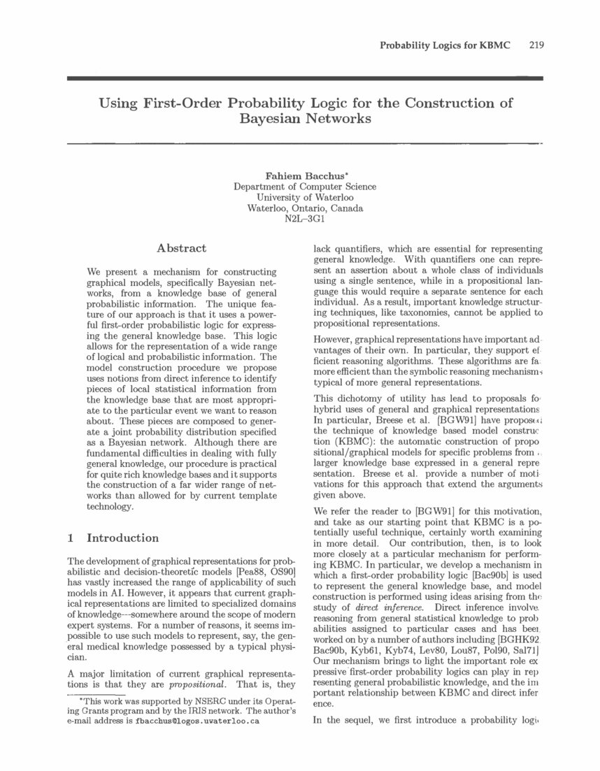 Using First-Order Probability Logic for the Construction of Bayesian Networks | DeepAI