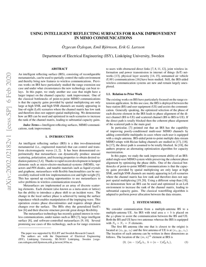 Using Intelligent Reflecting Surfaces For Rank Improvement In Mimo