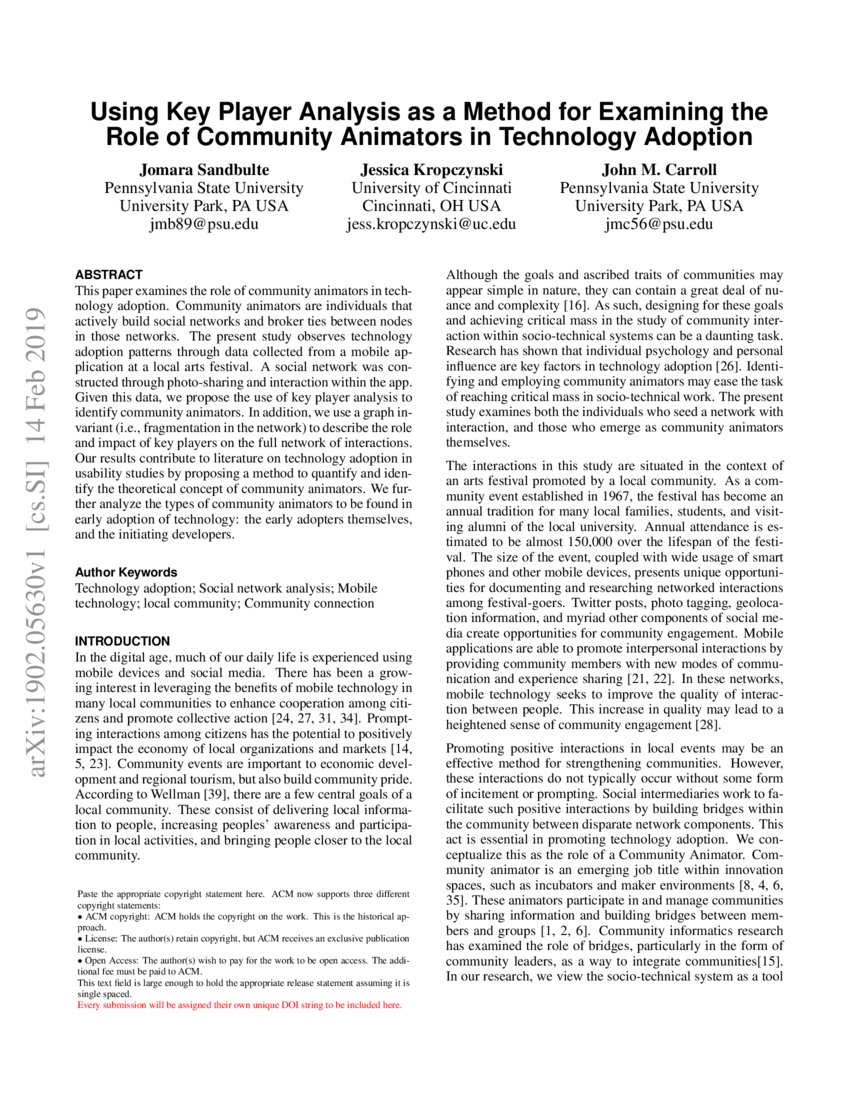 Using Key Player Analysis As A Method For Examining The Role Of
