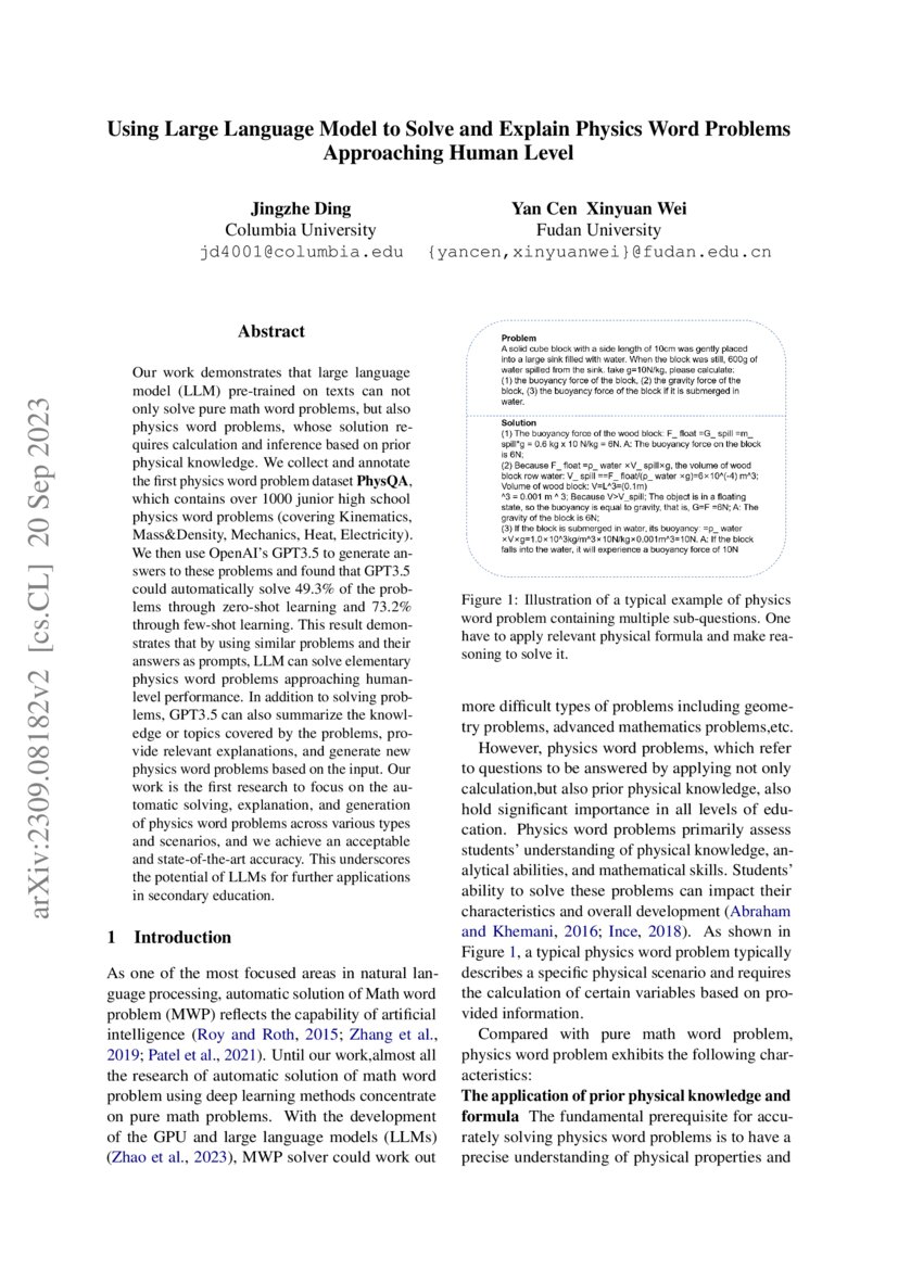Using Large Language Model to Solve and Explain Physics Word Problems ...