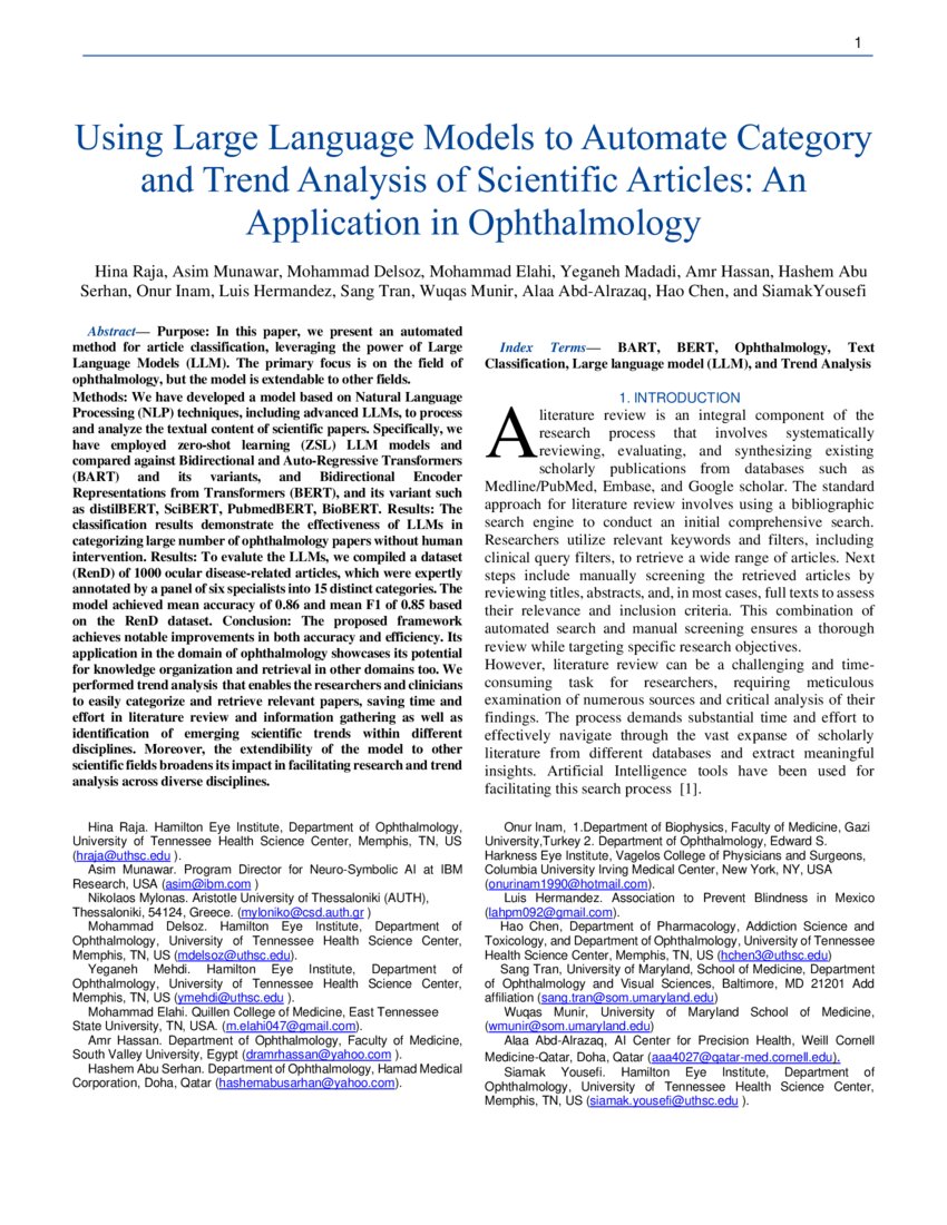 Using Large Language Models to Automate Category and Trend Analysis of Scientific Articles: An ...