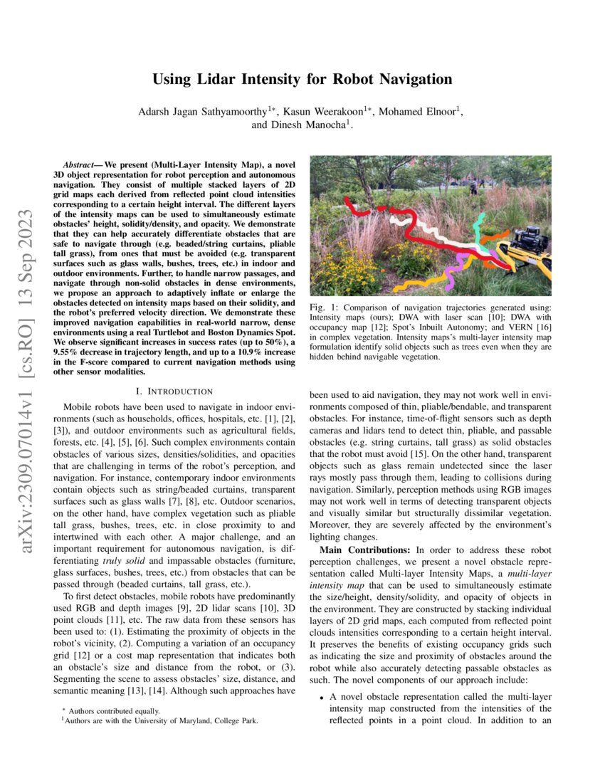 Using Lidar Intensity For Robot Navigation Deepai