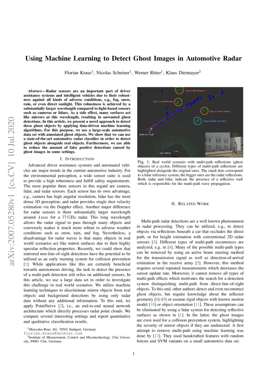Using Machine Learning to Detect Ghost Images in Automotive Radar | DeepAI