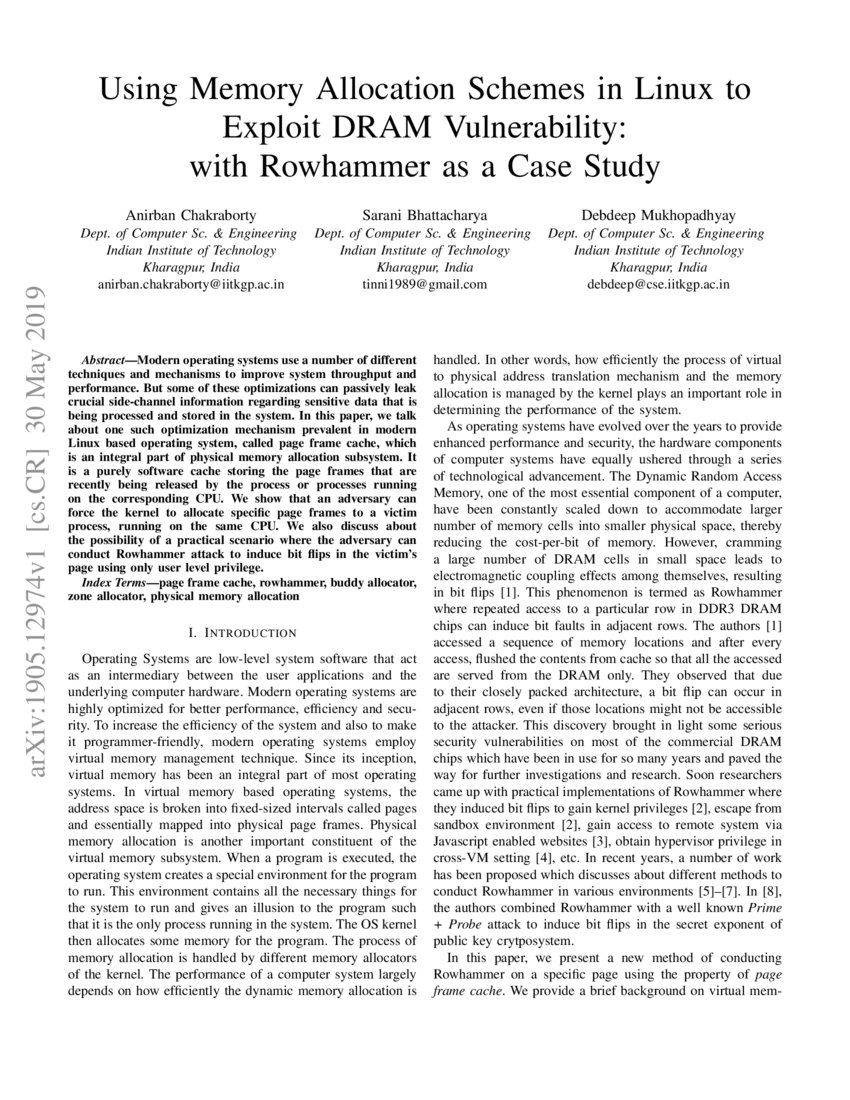 Using Memory Allocation Schemes in Linux to Exploit DRAM Vulnerability ...