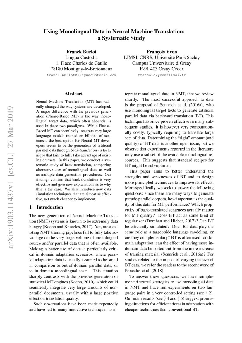 Using Monolingual Data In Neural Machine Translation A Systematic