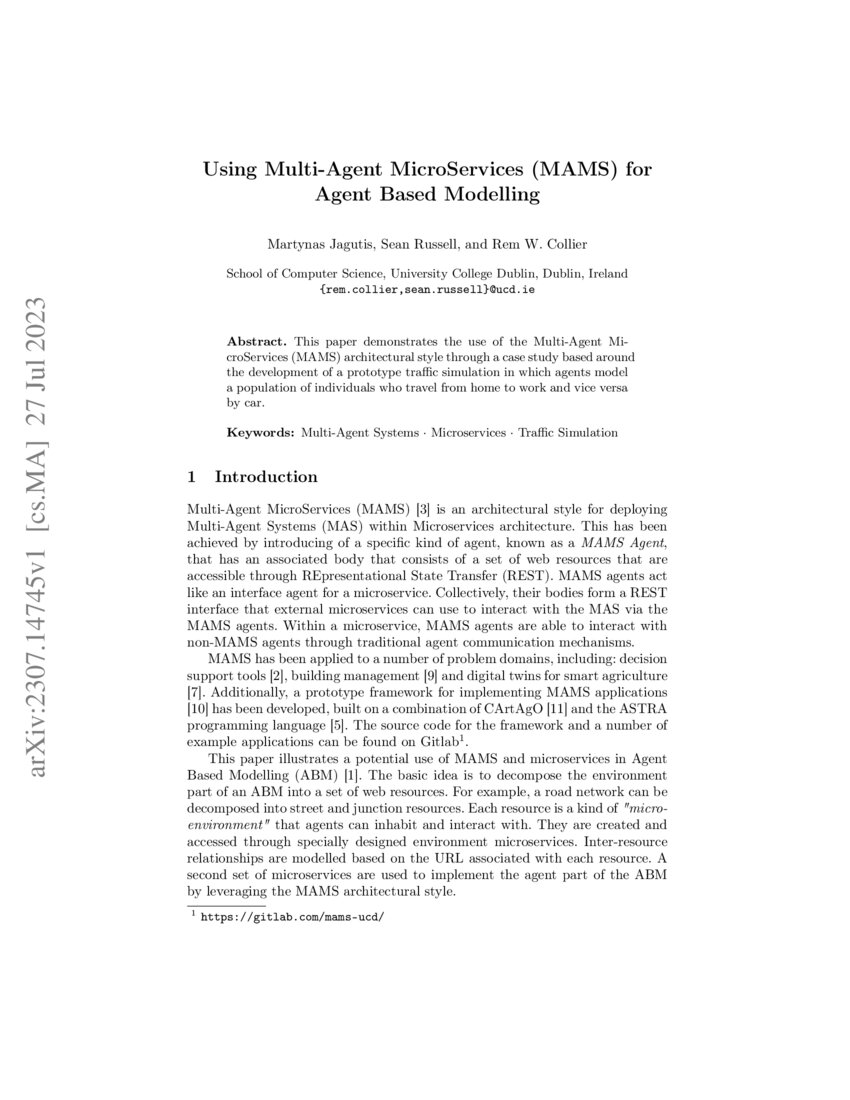 Using Multi-Agent MicroServices (MAMS) for Agent Based Modelling | DeepAI