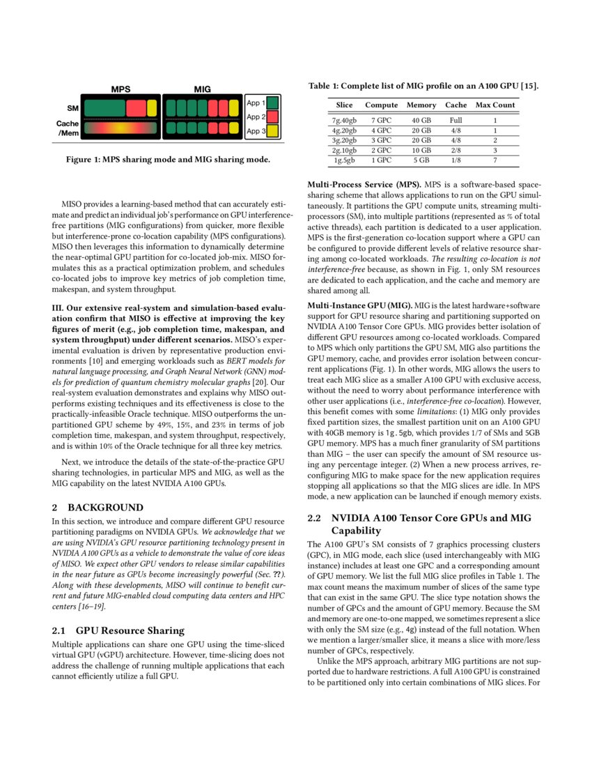 Miso Exploiting Multi Instance Gpu Capability On Multi Tenant Systems For Machine Learning Deepai 5630