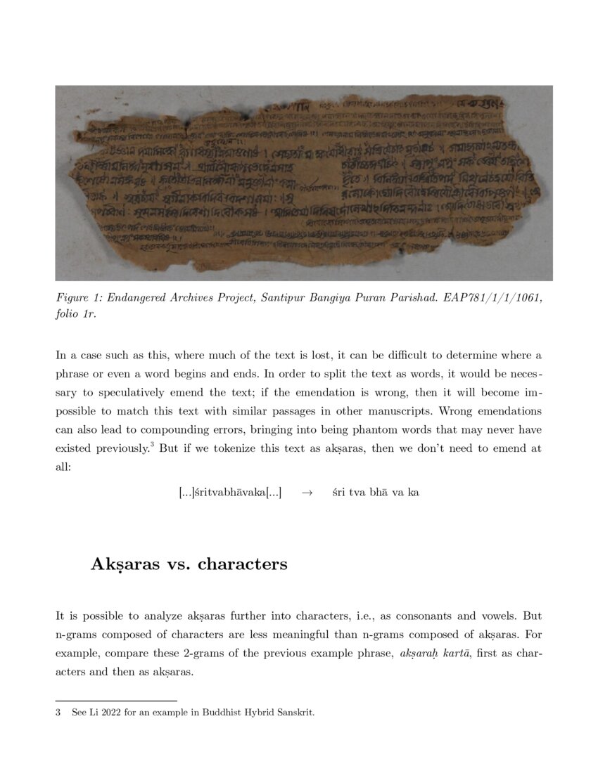Using n-aksaras to model Sanskrit and Sanskrit-adjacent texts | DeepAI