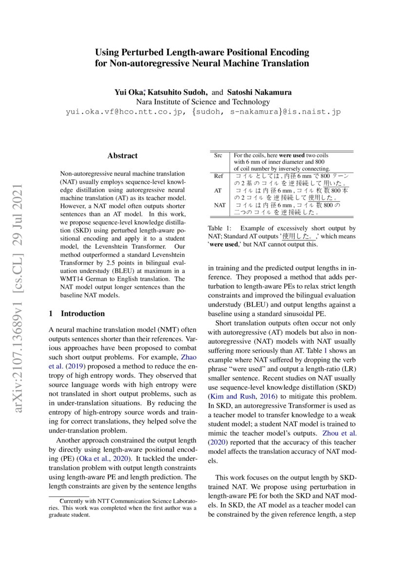 Using Perturbed Length-aware Positional Encoding for Non-autoregressive Neural Machine ...
