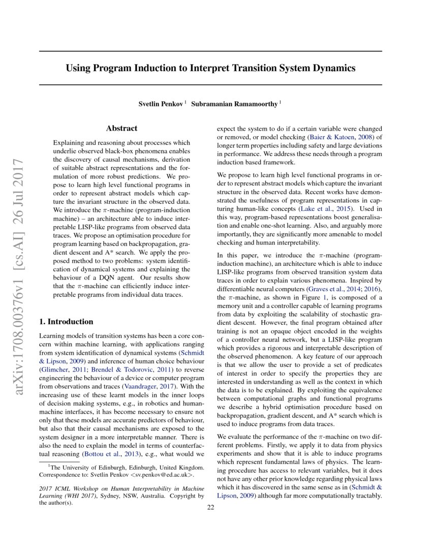 Using Program Induction to Interpret Transition System Dynamics | DeepAI