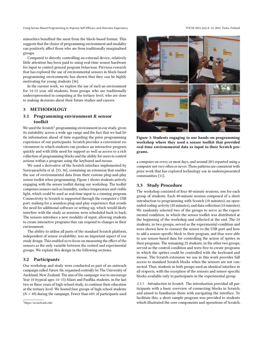 Using Sensor-Based Programming to Improve Self-Efficacy and Outcome Expectancy for Students from ...