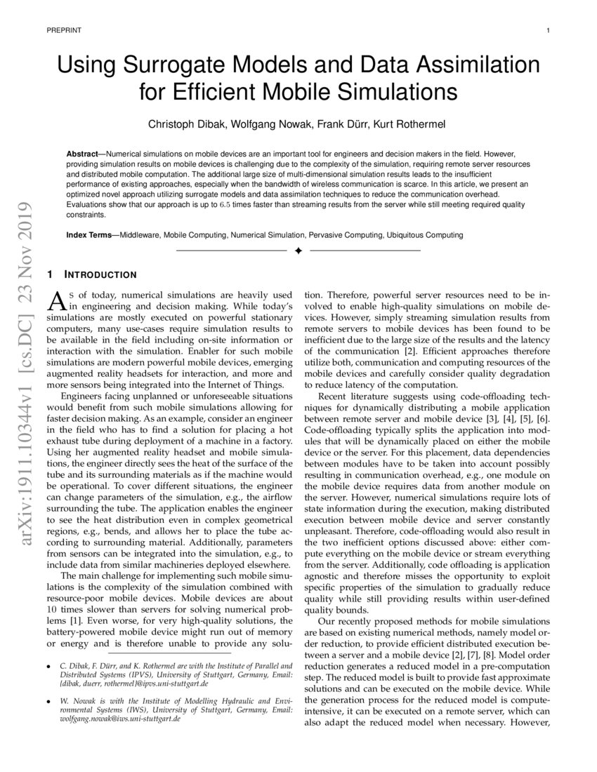 Using Surrogate Models And Data Assimilation For Efficient Mobile Simulations Deepai