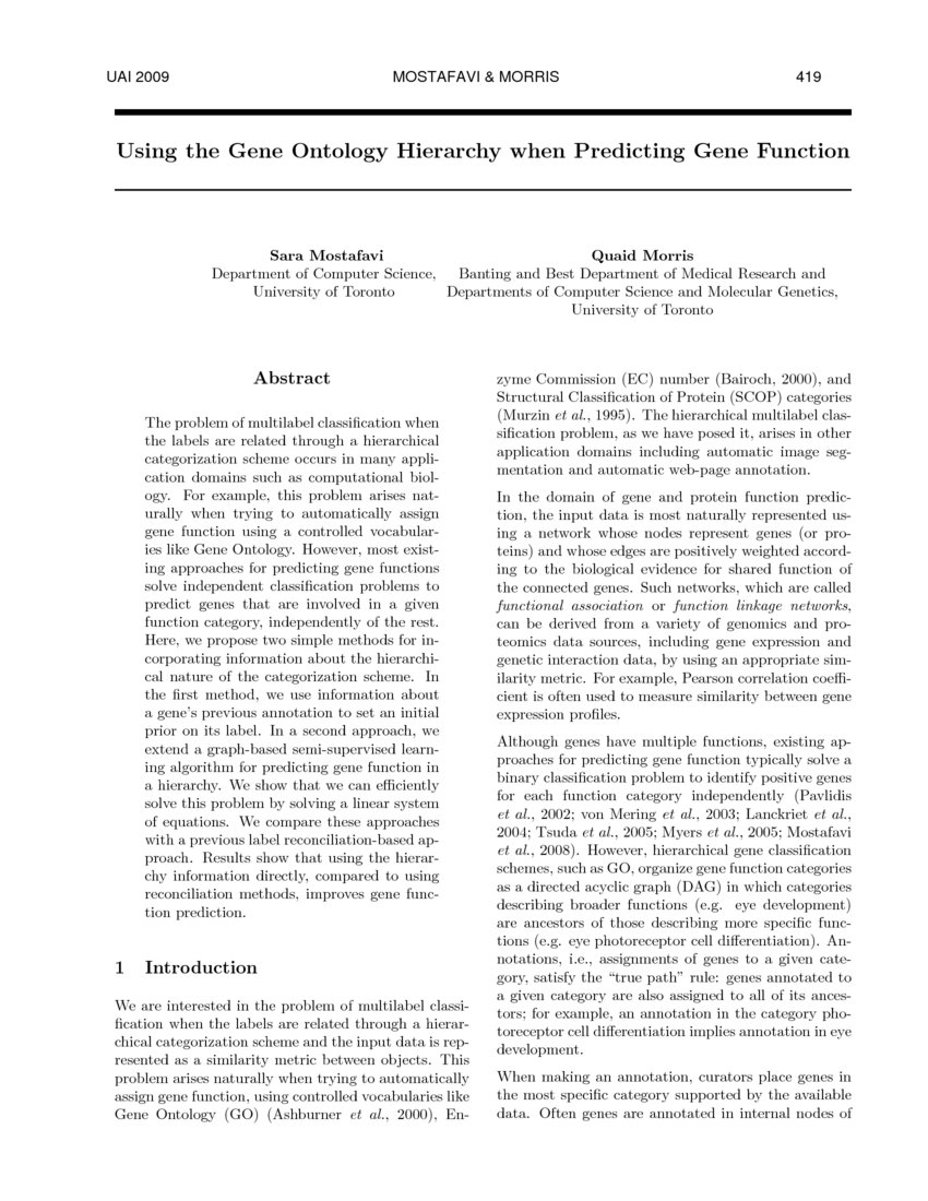 Using the Gene Ontology Hierarchy when Predicting Gene Function | DeepAI