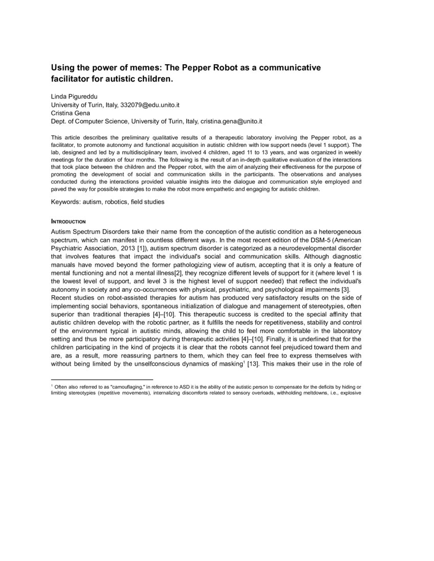 Using the power of memes: The Pepper Robot as a communicative ...