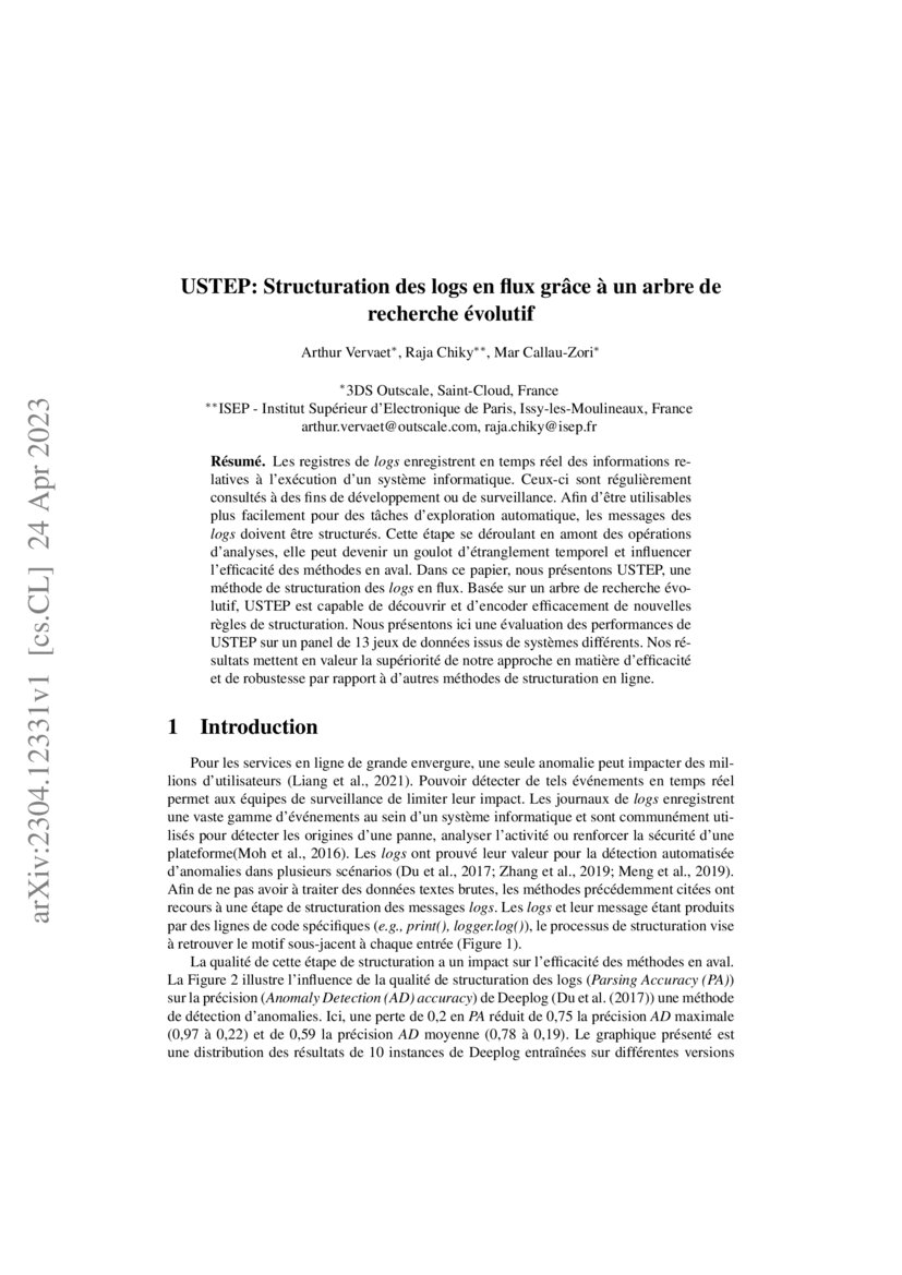USTEP: Structuration des logs en flux grâce à un arbre de recherche ...