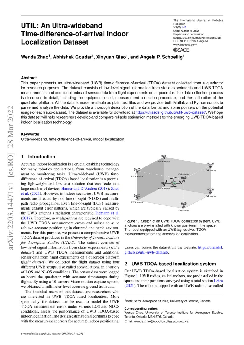 Util An Ultra Wideband Time Difference Of Arrival Indoor Localization