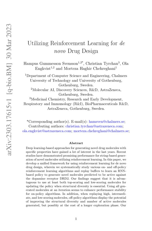 Utilizing Reinforcement Learning for de novo Drug Design | DeepAI Utilizing Reinforcement Learning for de novo Drug Design | DeepAI