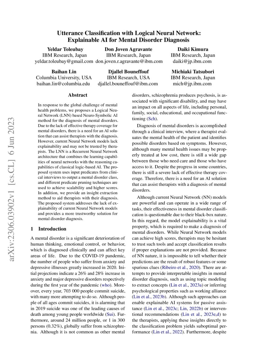 Utterance Classification With Logical Neural Network Explainable Ai For Mental Disorder