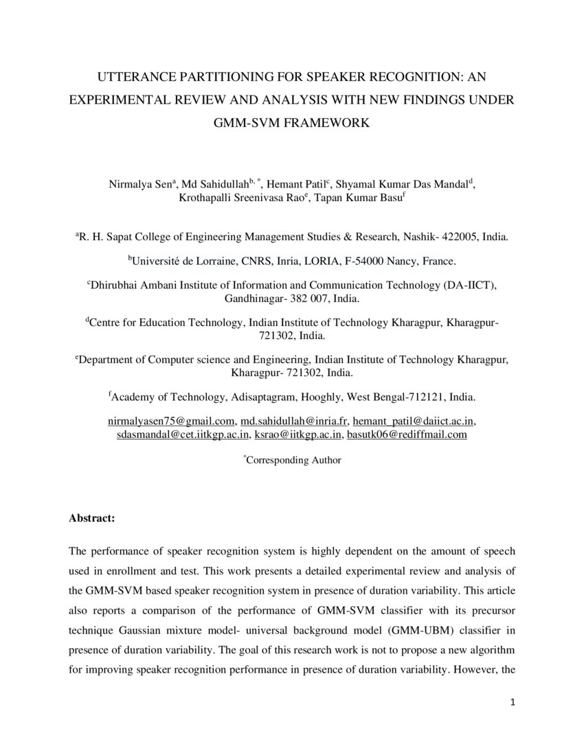 Utterance partitioning for speaker recognition: an experimental review and analysis with new ...