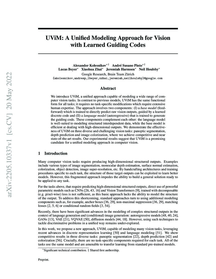 UViM: A Unified Modeling Approach for Vision with Learned Guiding Codes ...