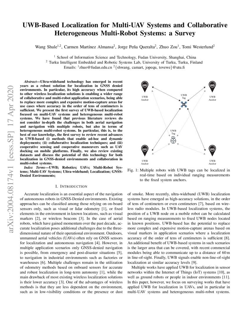 UWB-Based Localization for Multi-UAV Systems and Collaborative Heterogeneous Multi-Robot Systems ...