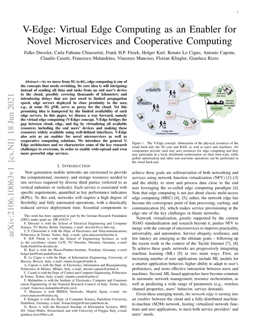 V-Edge: Virtual Edge Computing as an Enabler for Novel Microservices ...