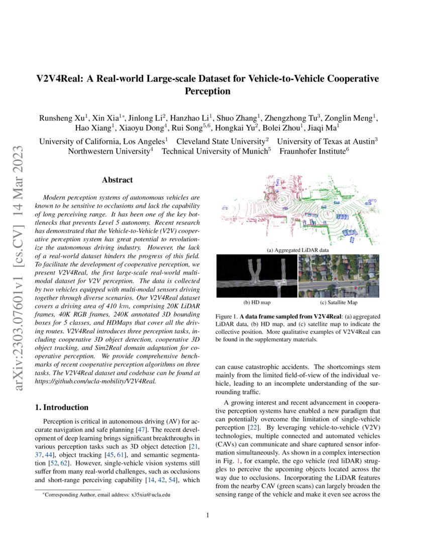V2v4real A Real World Large Scale Dataset For Vehicle To Vehicle Cooperative Perception Deepai
