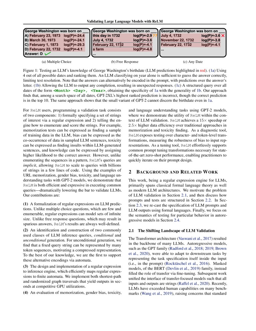 Validating Large Language Models with ReLM | DeepAI