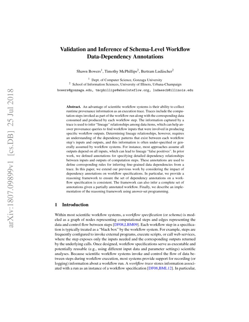Validation And Inference Of Schema Level Workflow Data Dependency
