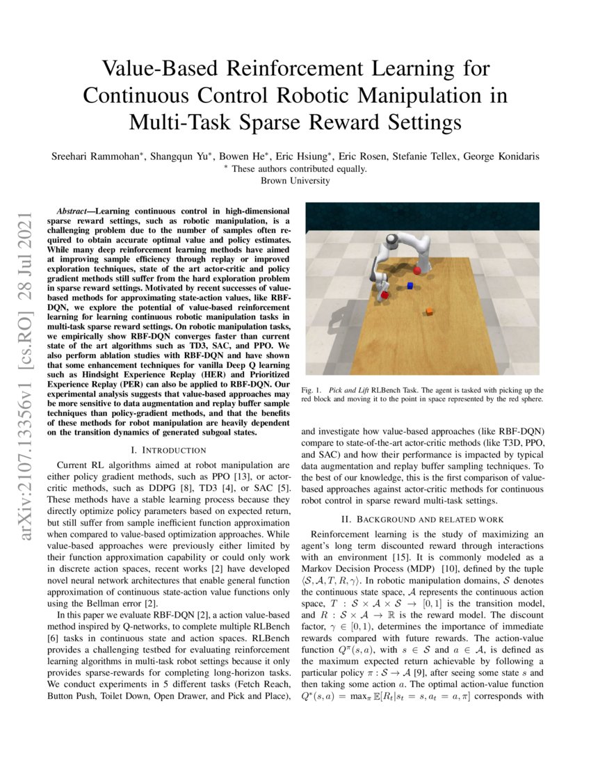 Value-Based Reinforcement Learning for Continuous Control Robotic ...