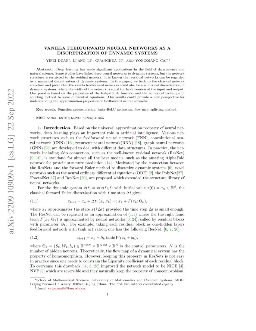 Vanilla Feedforward Neural Networks As A Discretization Of Dynamic