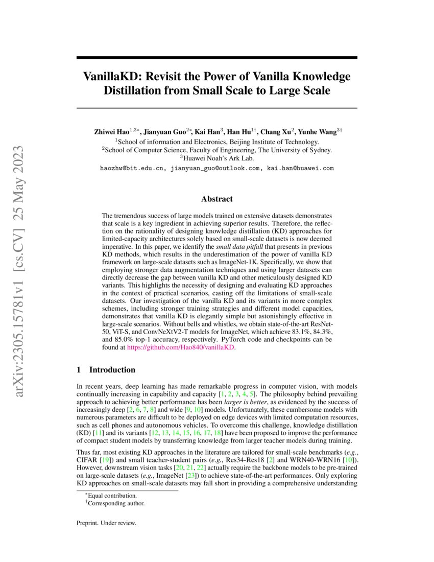 VanillaKD: Revisit the Power of Vanilla Knowledge Distillation from ...