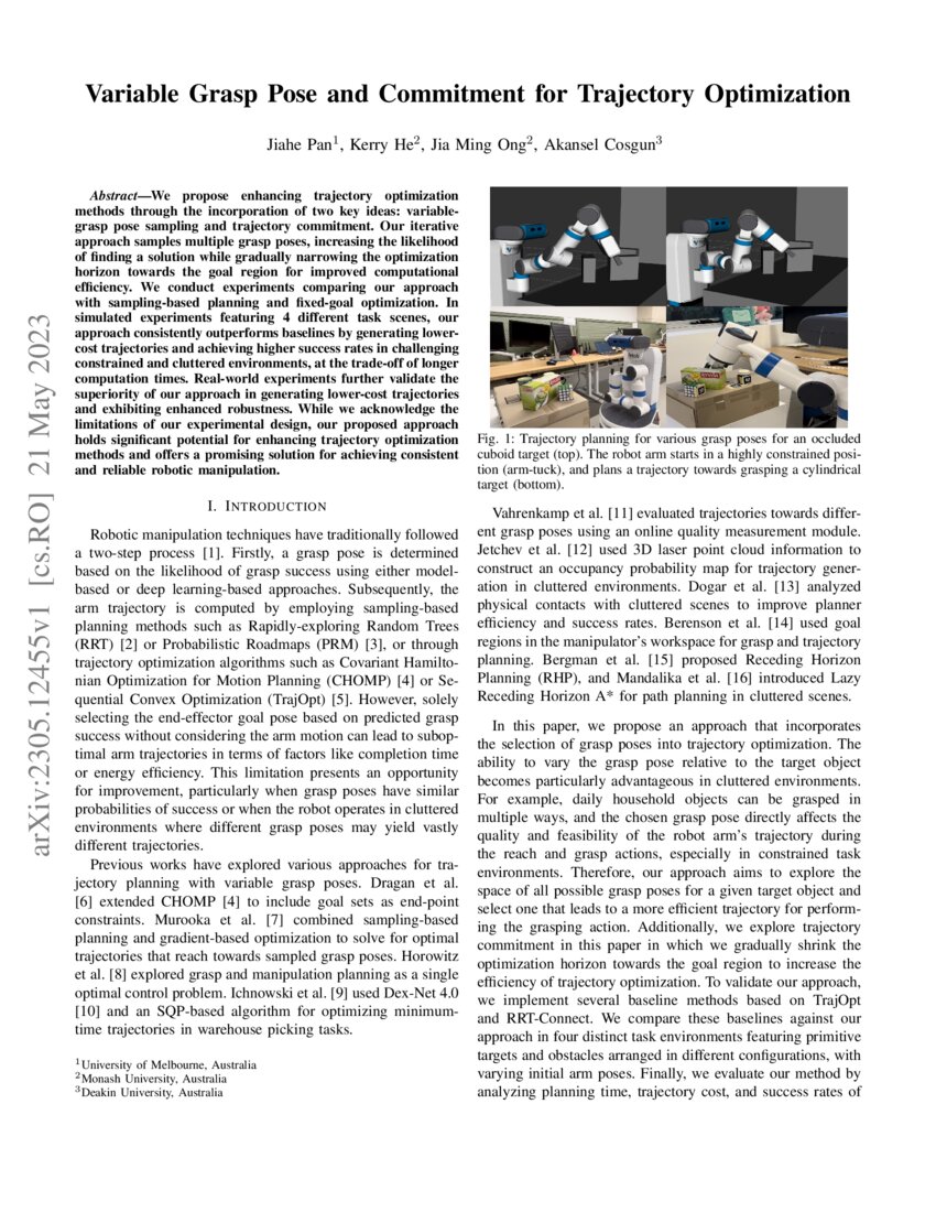 Variable Grasp Pose And Commitment For Trajectory Optimization Deepai
