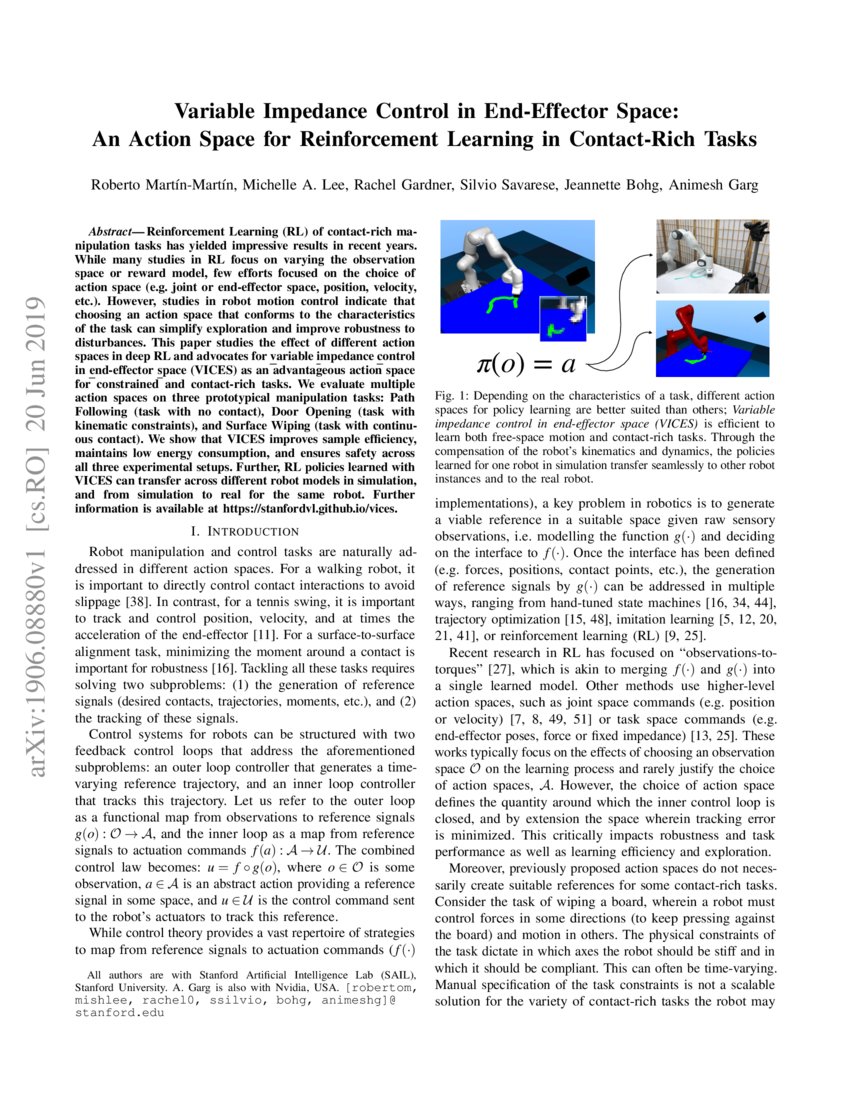 Variable Impedance Control In End Effector Space An Action Space For Reinforcement Learning In