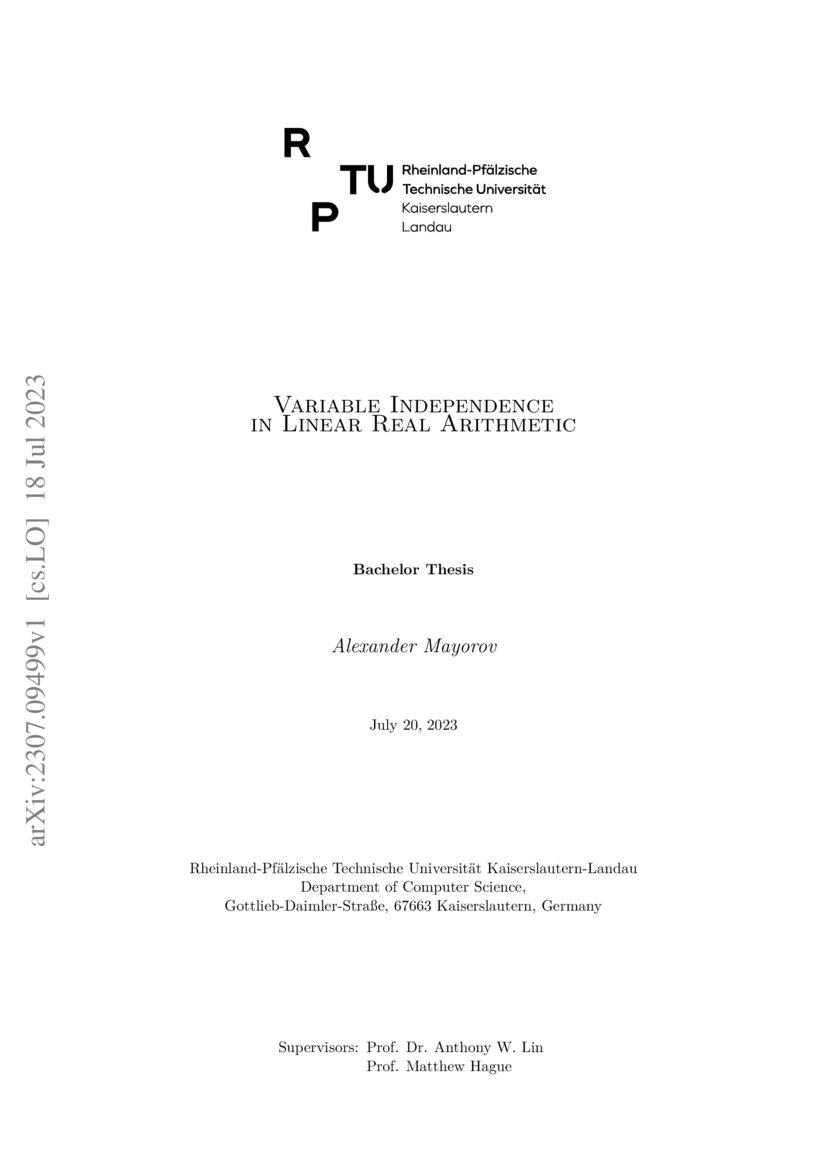 Variable Independence In Linear Real Arithmetic Deepai 7116