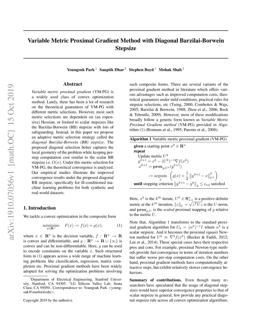 Variable Metric Proximal Gradient Method with Diagonal Barzilai-Borwein Stepsize | DeepAI