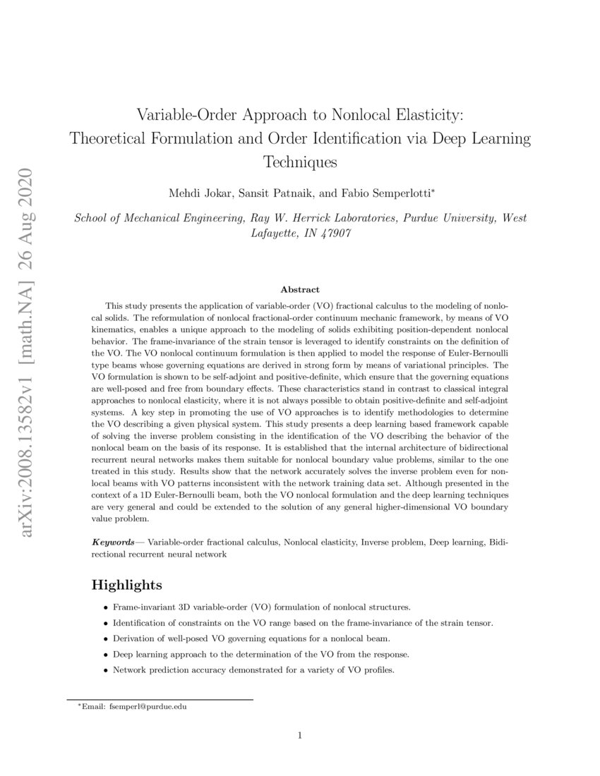 Variable-Order Approach to Nonlocal Elasticity: Theoretical Formulation and Order Identification ...