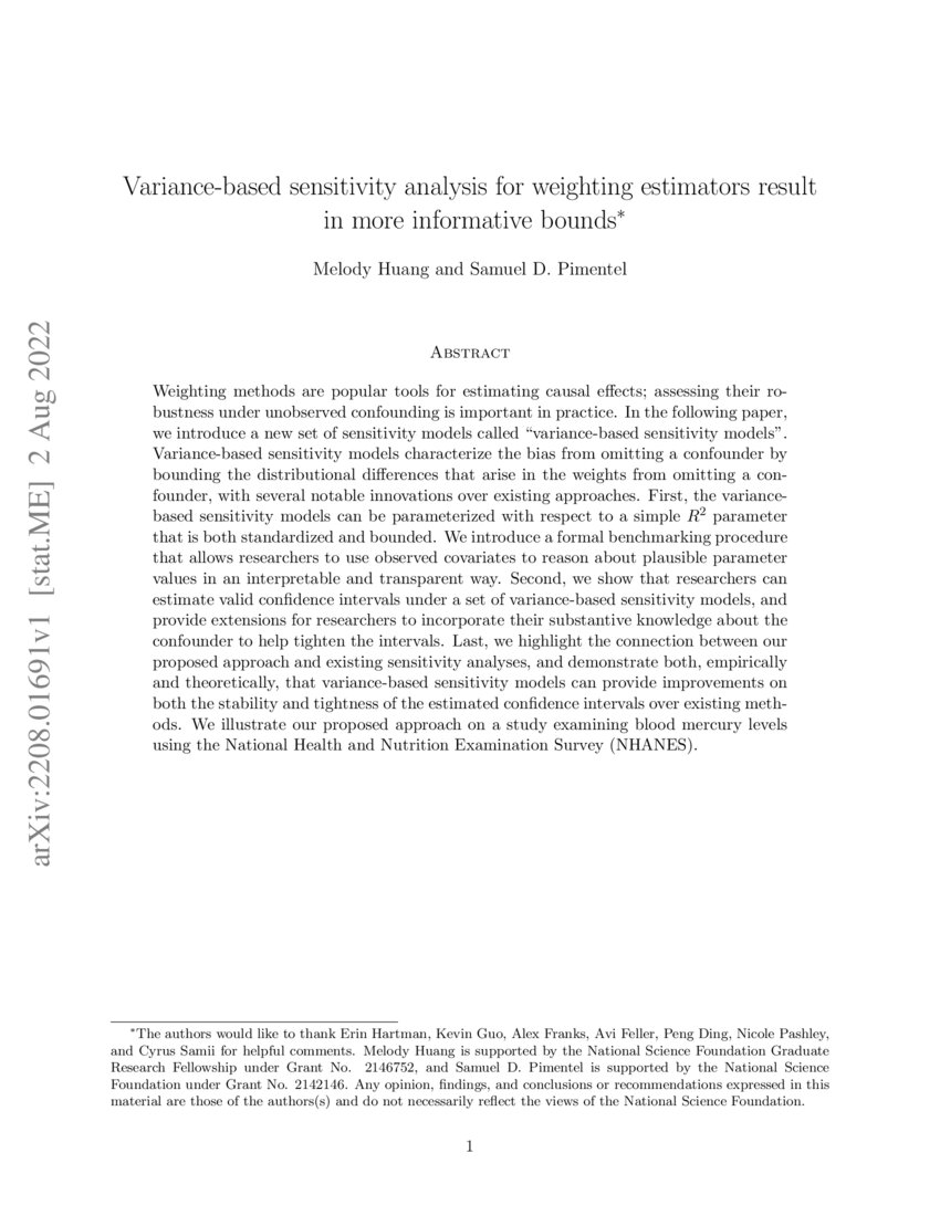 Variance Based Sensitivity Analysis For Weighting Estimators Result In More Informative Bounds