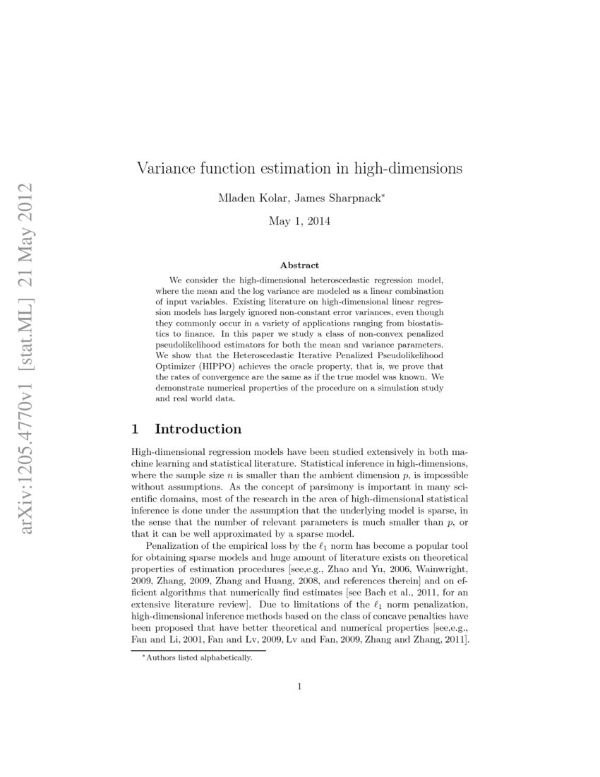 Variance Function Estimation In High Dimensions Deepai