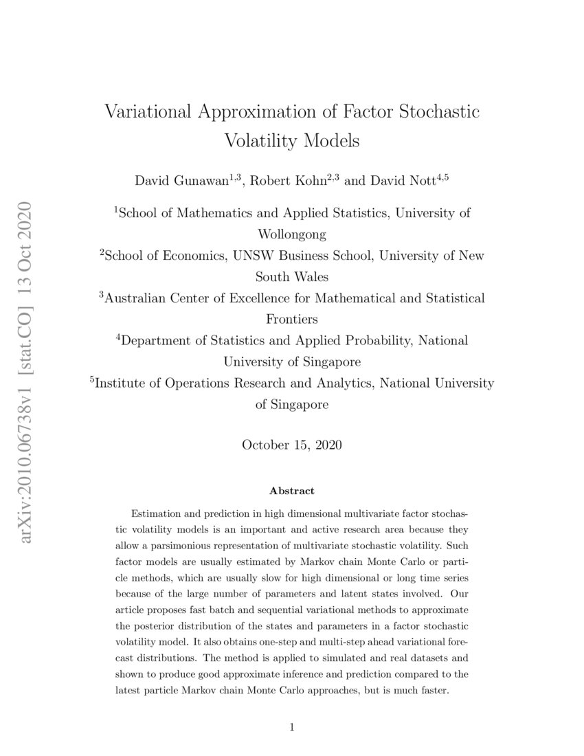 Variational Approximation Of Factor Stochastic Volatility Models Deepai