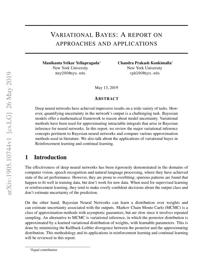 Variational Bayes A Report On Approaches And Applications Deepai