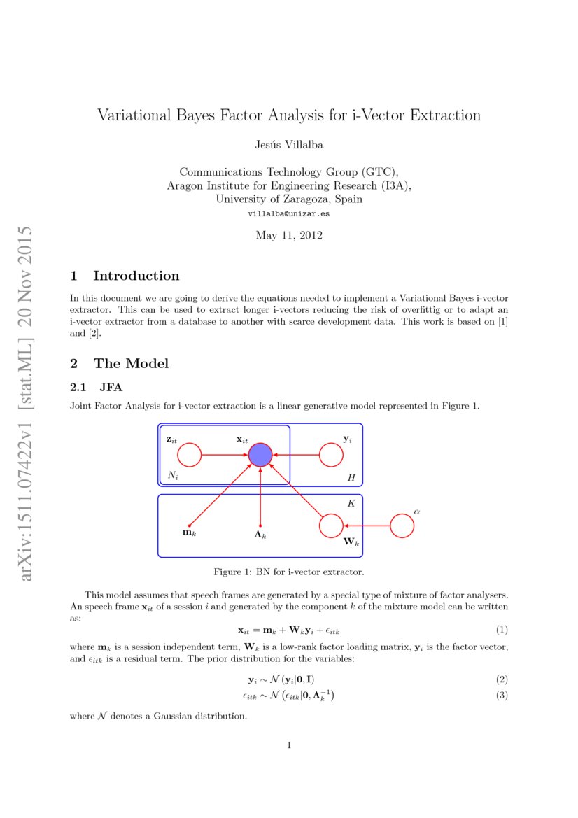 Variational Bayes Factor Analysis for i-Vector Extraction | DeepAI
