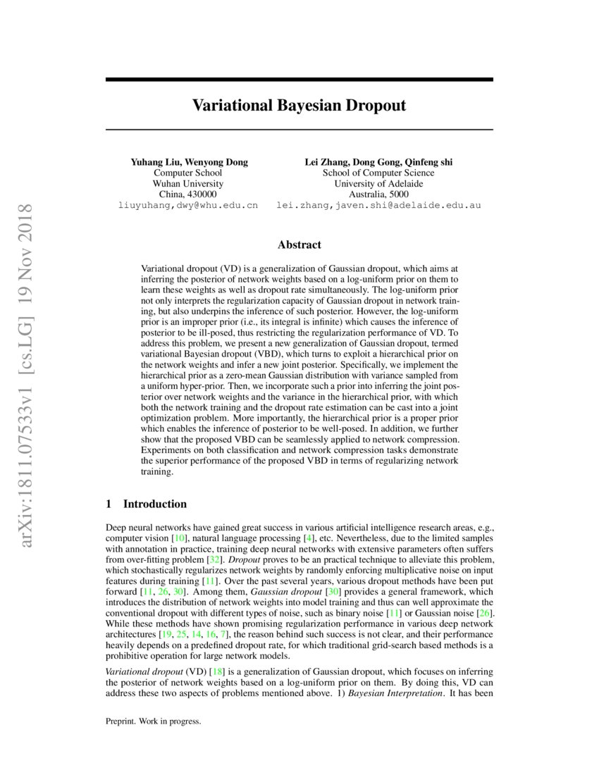 Variational Bayesian Dropout | DeepAI