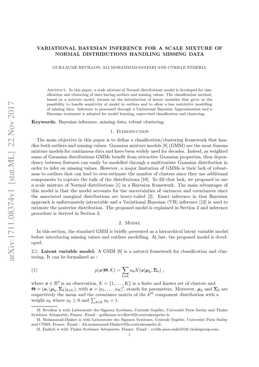 Variational Bayesian Inference For A Scale Mixture Of Normal
