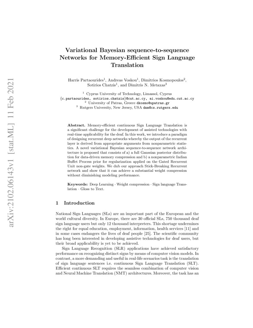 Variational Bayesian Sequence To Sequence Networks For Memory Efficient